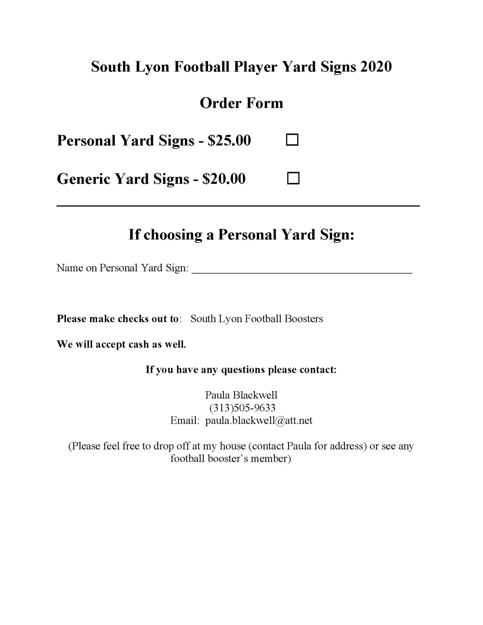 LINKS FORMS South Lyon Football